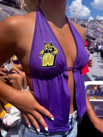 Custom Logo Tie Open Back Halter Top – Westway Customs